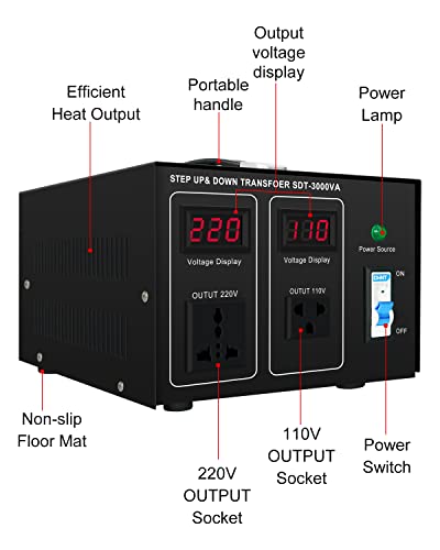 Step Down/Up Transformer 220v to 110v, 3000W Voltage Converter 110 to ...