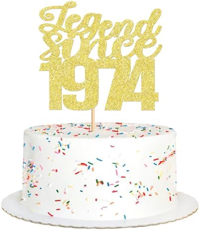 Blumomon 1Pc Legend Since 1972 Cake Topper Gold Glitter Birthday Cake ...