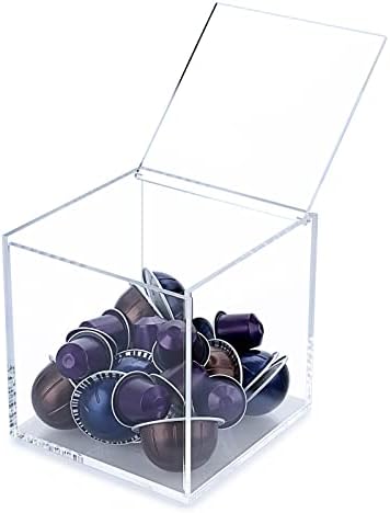 ELLDOO Clear Acrylic Coffee Pod Holder with Lid for Nespresso Capsules ...