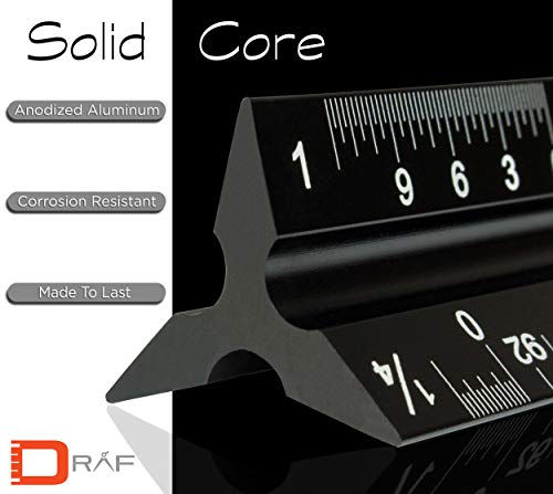 DRAF 12-Inch Architectural Scale Imperial Ruler Set - Laser-Etched ...