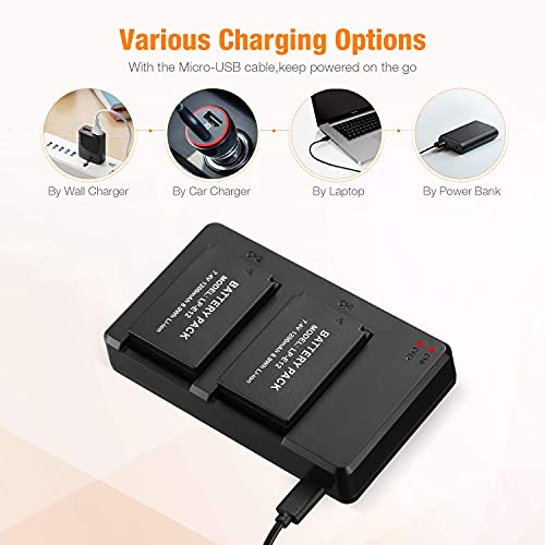Powerextra 2-Pack of LP-E12 Li-ion Rechargeable Battery and USB Dual Battery Charger for Canon ...