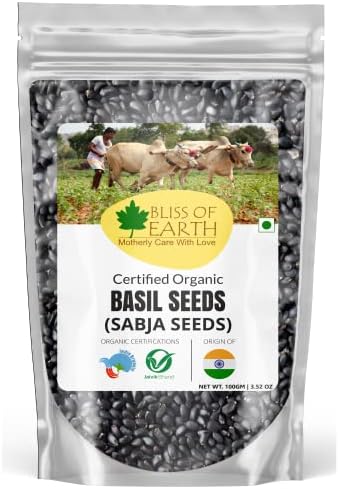 Bliss of Earth Basil Seeds Organic Sabja Seeds, Tukmaria Seeds Fibre ...