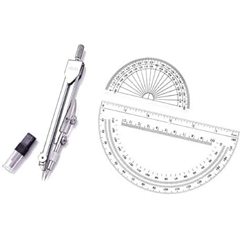 Amazon.com : Drawing Compass and Plastic Math Protractors 180 Degree, 4 ...