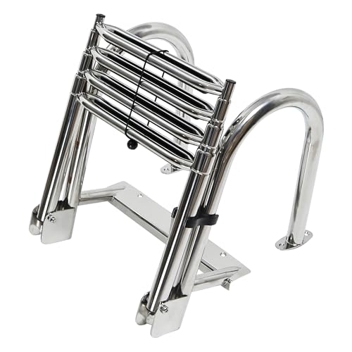 Amarine Made Dock Ladder, 4 Step Pontoon Boat Ladder, Stainless Steel ...