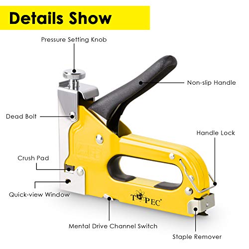 Topec Staple Gun with Staples, 4-in-1 Heavy Duty Staple Gun, 4000pcs ...
