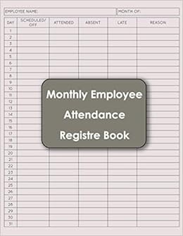 Amazon.com: Monthly Employee Attendance Register Sheets: Quickly ...