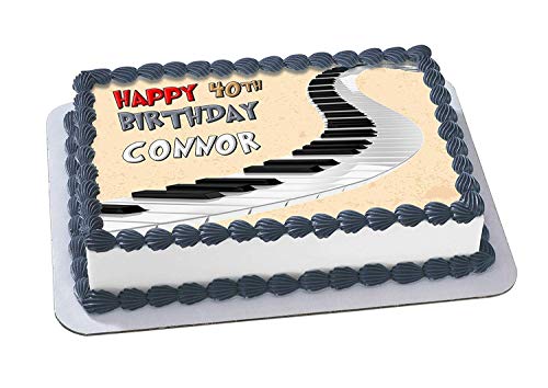 Buy Piano/Keyboard Edible Cake Image Topper Personalized Birthday 1/2 ...