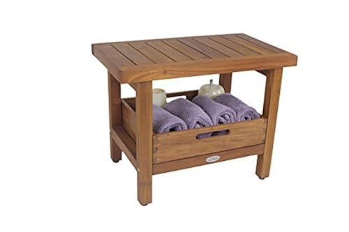 (Fully Assembled) AquaTeak The Original 24" Spa Teak Shower Bench & Moa ...