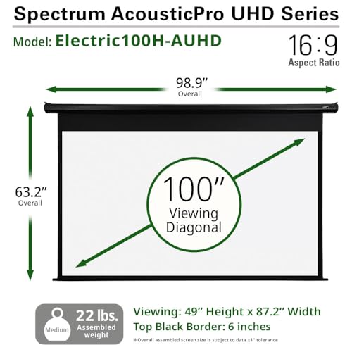 Elite Screens Spectrum AcousticPro UHD 100-inch Motorized Projector ...