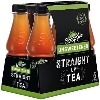 Snapple Straight Up All Natural Tea Unsweetened 6-18 oz Bottles (Pack ...