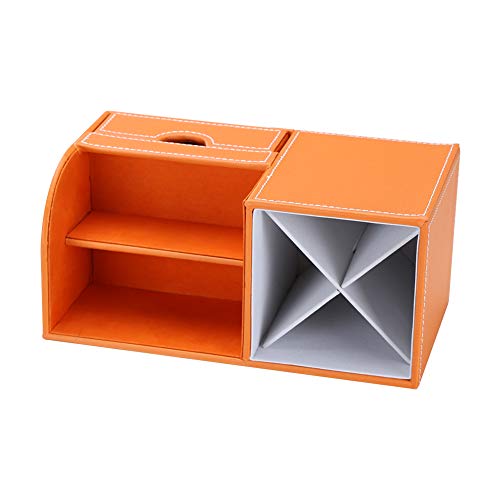 KINGFOM Wooden Struction Leather Multi-function Desk Stationery ...