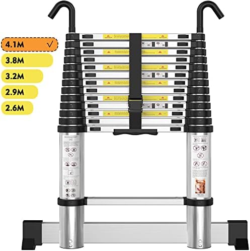 HOMIDEC Telescopic Ladder 4.1M/13.5FT Aluminium Extension Ladder with ...