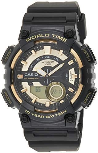 Casio Men's Black Dial Resin Analog-Digital Watch - AEQ-110BW-9AVDF ...