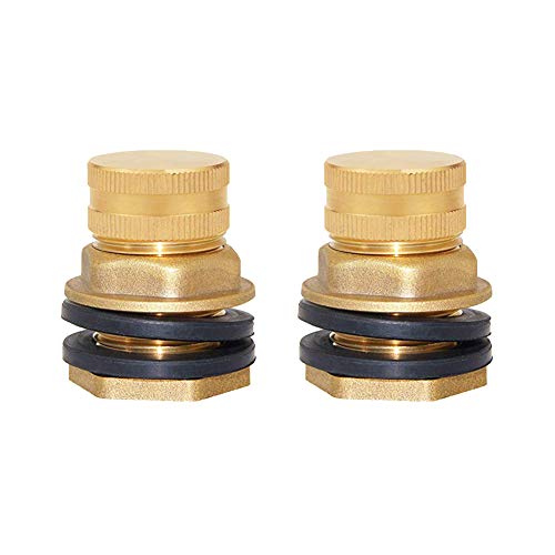 Joywayus 2 Pack Brass Male Garden Hose Bulkhead Fitting with Plugs,1/2" Female 3/4" GHT Male ...