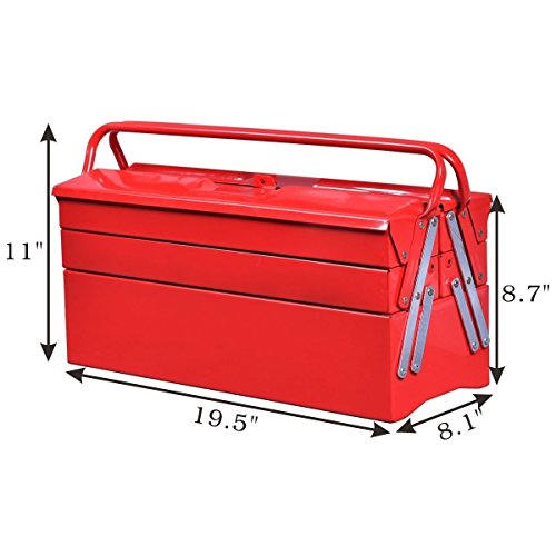 Goplus 20-Inch Portable 5-Tray Cantilever Metal Tool Box Steel Tool ...