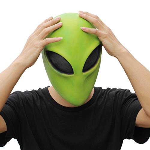 PartyHop Green Alien Head Mask Cool Latex Costume Mask For Party ...