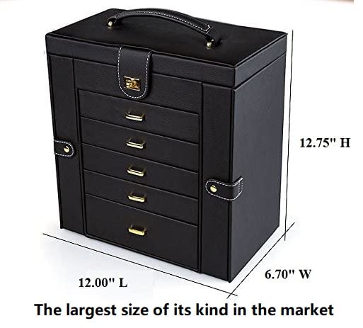 Kendal Extra Large Jewelry Box Jewelry Case PU Leather 6 Tier 5 Drawers ...