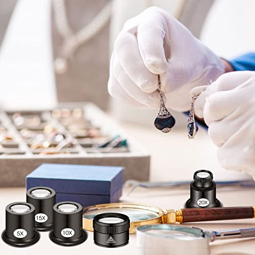 5 Pcs Jewelers Loupe Portable Monocular Magnifier Magnifying Glass Eye ...