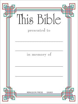 Bible In Memory Of Bookplate (Package of 15): 9780687026906: Amazon.com ...
