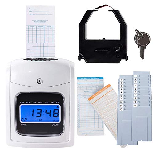 Goplus Electronic Time Clock, Employee Time Recorder with 200 Cards & 2 ...