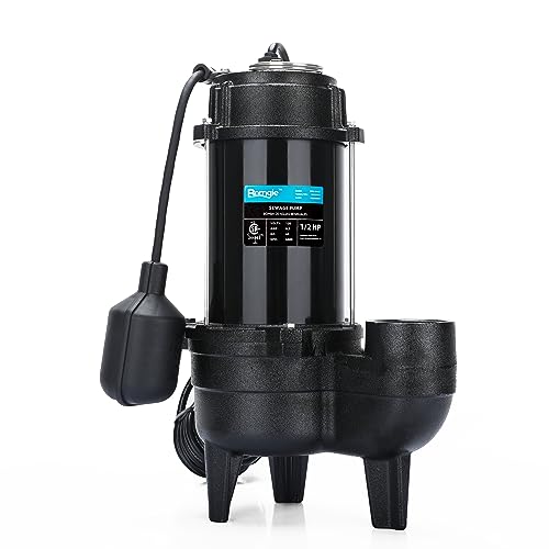 BOMGIE 1/2 HP Sewage/Effluent Submersible Pump, 6000 GPH Basement Sump ...