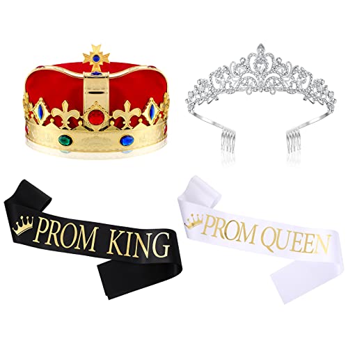 Prom Queen and King Sashes and Crowns Set, Tiara Prom Bridal Crown ...
