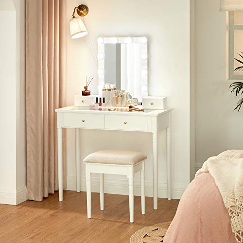 VASAGLE Vanity Set, Makeup Vanity Table with Mirror 10 Dimmable Light ...