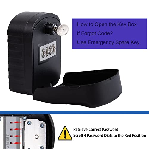 Xeano Extra Large Key Lock Box with 4 Digit Combination and Spare Key ...