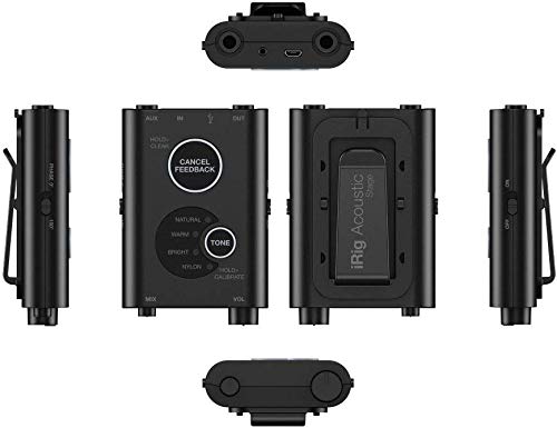 IK Multimedia iRig Acoustic Stage acoustic guitar pickup system with clip-on microphone and belt ...