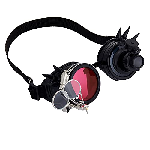 Steampunk Glasses Spiked Goggles with Colored Lenses Double Ocular ...