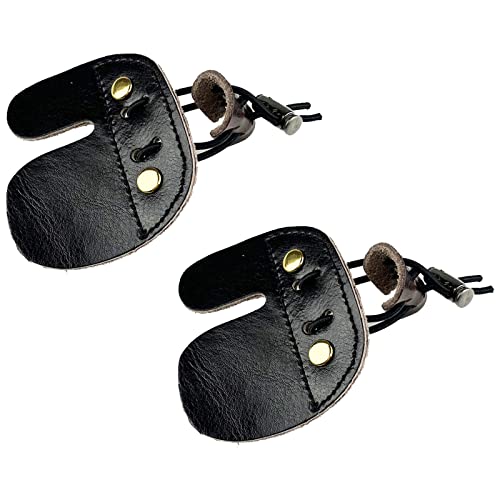 Miokun 2 Pack Leather Archery Finger Tabs, Adjustable Finger Guard ...