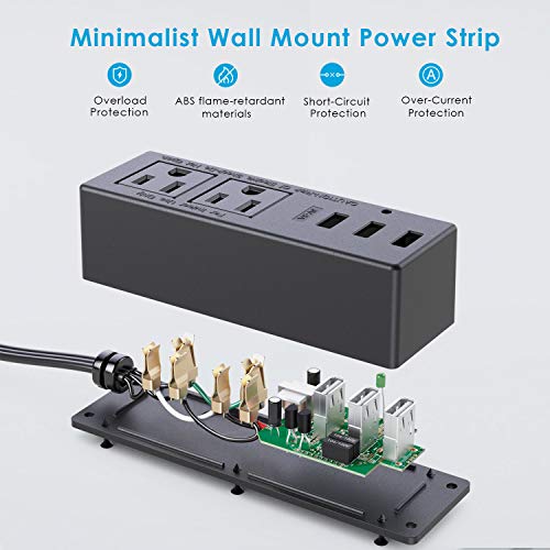 Minimalist Wall Mount Power Strip with 3A Max USB,Mountable Extension ...