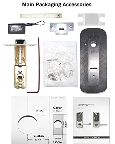 5-in-1 Smart Dore Lock,Arcwares Fingerprint Door Lock with Reversible ...