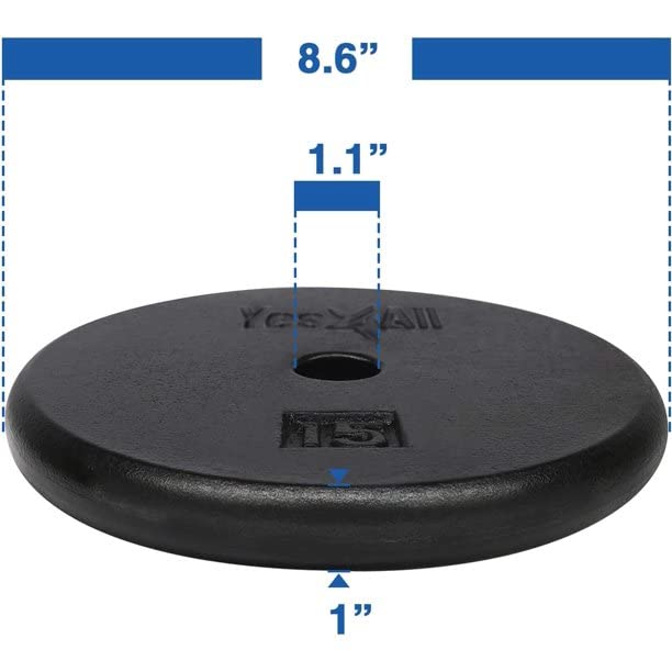 Yes4All 1-inch Cast Iron Weight Plates for Dumbbells – Standard Weight ...