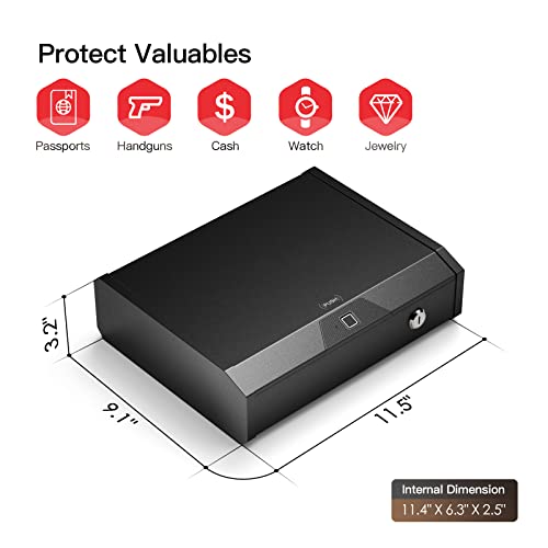 Biometric Gun Safe for Pistols, Fingerprint Safe Box, Handgun Safe for ...