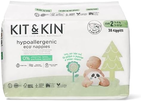 KIT & KIN Eco Baby Diaper Size 2, 4-8Kg (4-Pack | 152 Counts) Flash Dry ...