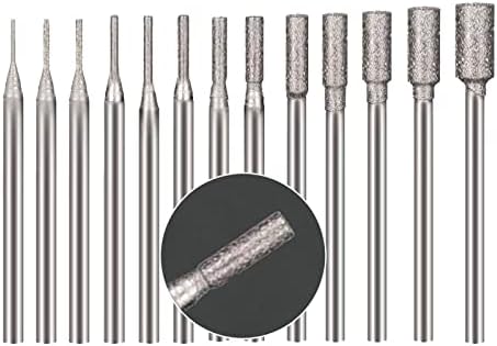 LUO KE 13 Pcs Cylindrical Diamond Burr, 3/32 Inch Shank Rotary Diamond ...