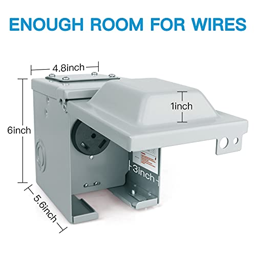30 Amp 125 Volt RV Power Outlet Box, Enclosed Lockable Weatherproof ...