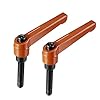 uxcell M8 X 40mm Handle Adjustable Clamping Lever Thread Push Button Ratchet Male Threaded Stud ...