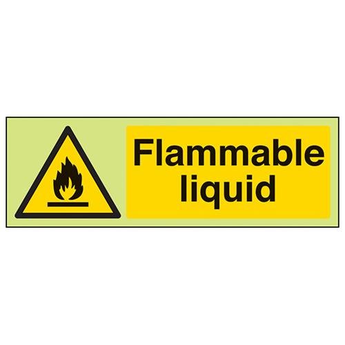 VSafety Glow In The Dark Flammable Liquid Warning Sign – 300mm x 100mm ...