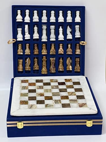 ApexGlobal Large Handmade Full Chess Set, Brown & White, Marble Chess ...