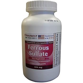 Amazon.com: Ferrous Sulfate 325 mg Tablets, 1000 Count: Health ...