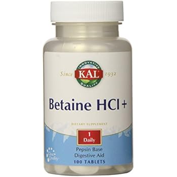 Amazon.com: KAL Betaine HCL Plus 250 mg | in 130 mg Pepsin Base ...