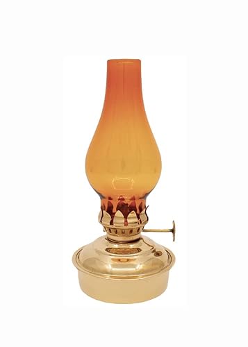 Vermont Lanterns Brass Mini Small Oil Lamp 6.5" (Brass with Amber Glass ...