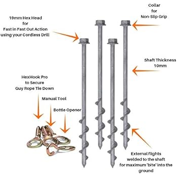 Amazon.com: Powerful 4-Piece Earth Auger Shed Anchor Kit - 1000 LBS ...