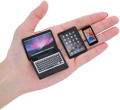 Dollhouse Mini Laptop Tablet and Smart Phone, 1:12 Metal Simulation ...
