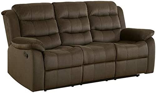 Amazon.com: BOWERY HILL Velvet Reclining Sofa in Chocolate: Kitchen ...