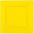 Amazon.com | Kaya Square Yellow Plastic Dinner Plates (9.5") - Pack of ...