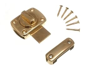 THUMB TURN LATCH DOOR CATCH BRASS PLATED WITH SCREWS: Amazon.co.uk: DIY ...