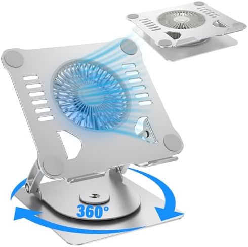 Laptop Stand, Aluminum Computer Stand with Cooling Fan Adjustable ...